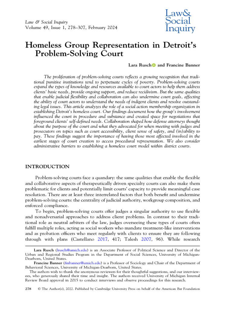 Detroit Homeless Court: Community Impact | PDF | Crimes | Crime & Violence