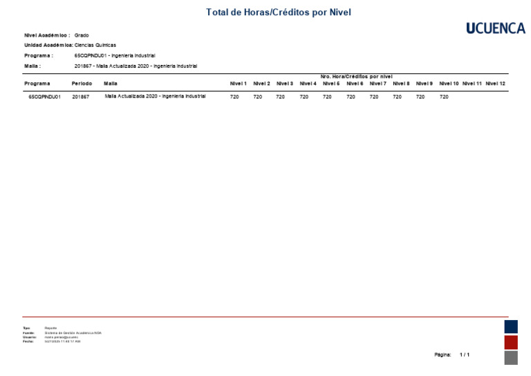 Total de Horas - Crédito Por Nivel PDF - 20250527 - 114015 | PDF
