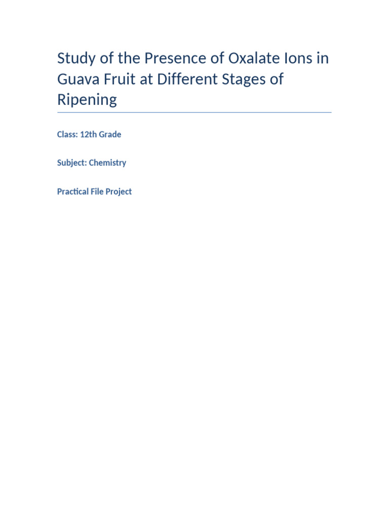 Oxalate Ions Guava Project | PDF | Titration | Chemistry