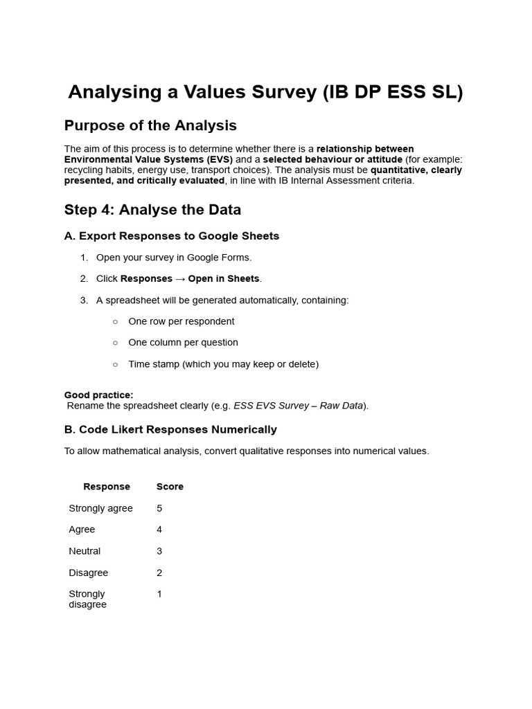 Analysing A Values Survey IB DP ESS SL - Documentos de Google | PDF ...