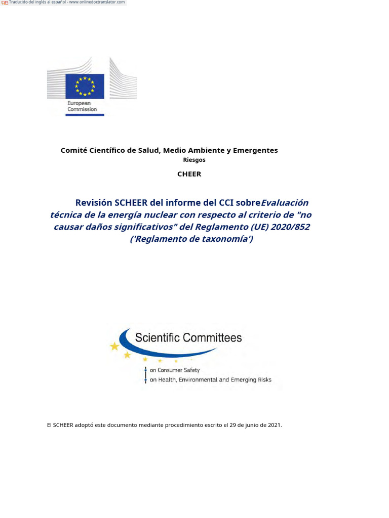 210629 Nuclear Energy Jrc Review Scheer Report en.en.Es | PDF | La ...