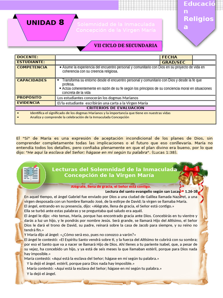 Ficha de Inmaculada Concepción | PDF | María, madre de Jesús | Teología