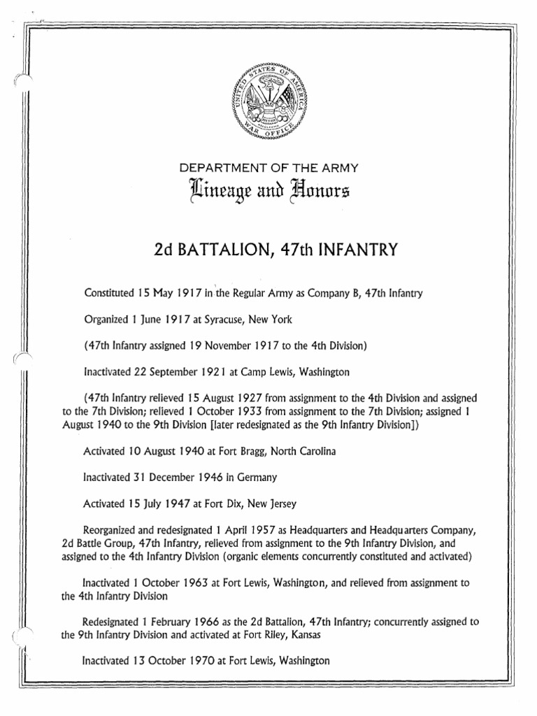 History of 2d Battalion, 47th Infantry | PDF | Military Units And ...