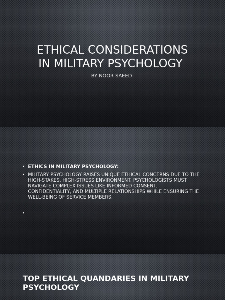 Ethical Challenges in Military Psychology | PDF | Psychology | Informed ...