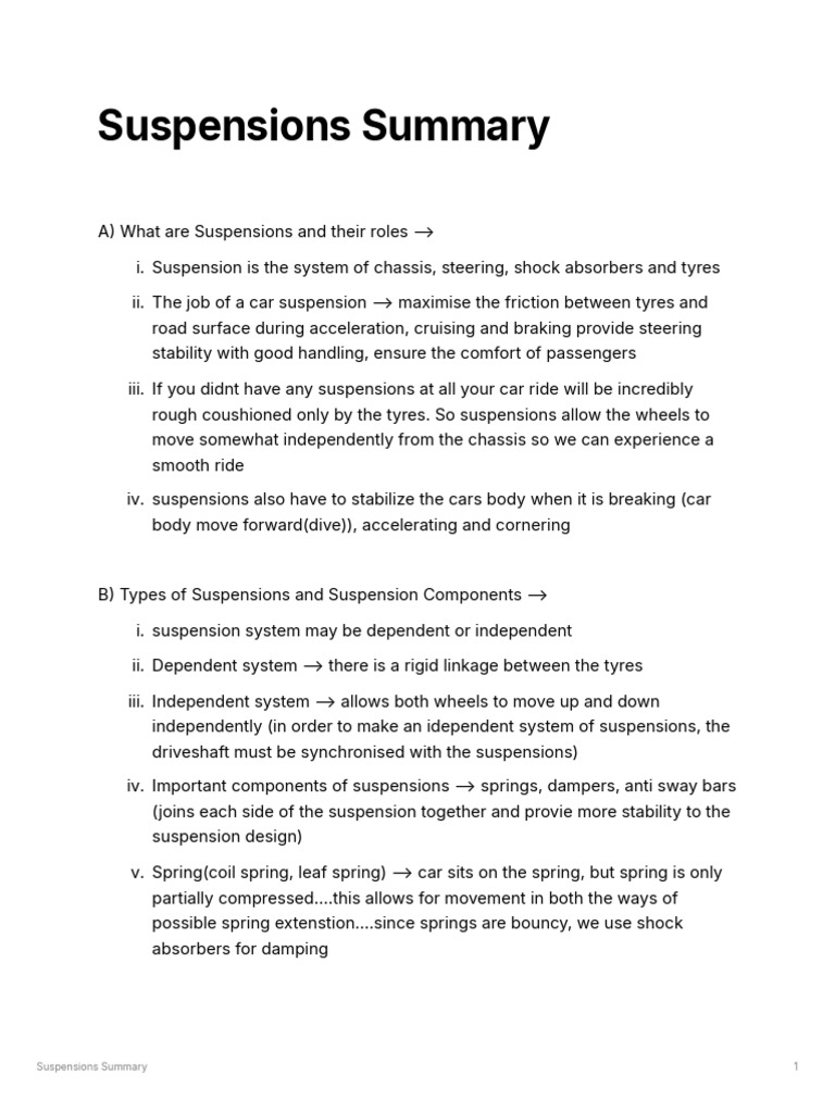 Comprehensive Guide to Car Suspensions | PDF | Vehicle Technology ...