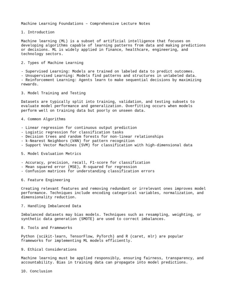 Machine Learning Foundations Lecture Notes | PDF | Machine Learning ...