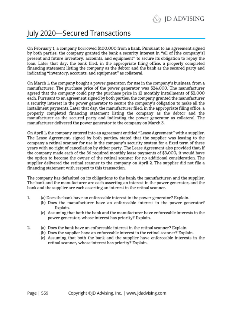 Secured Transaction | PDF | Security Interest | Uniform Commercial Code