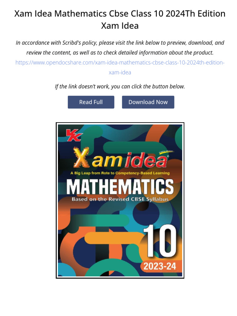 XAM Idea Mathematics CBSE Class 10 2024th Edition Xam Idea | PDF