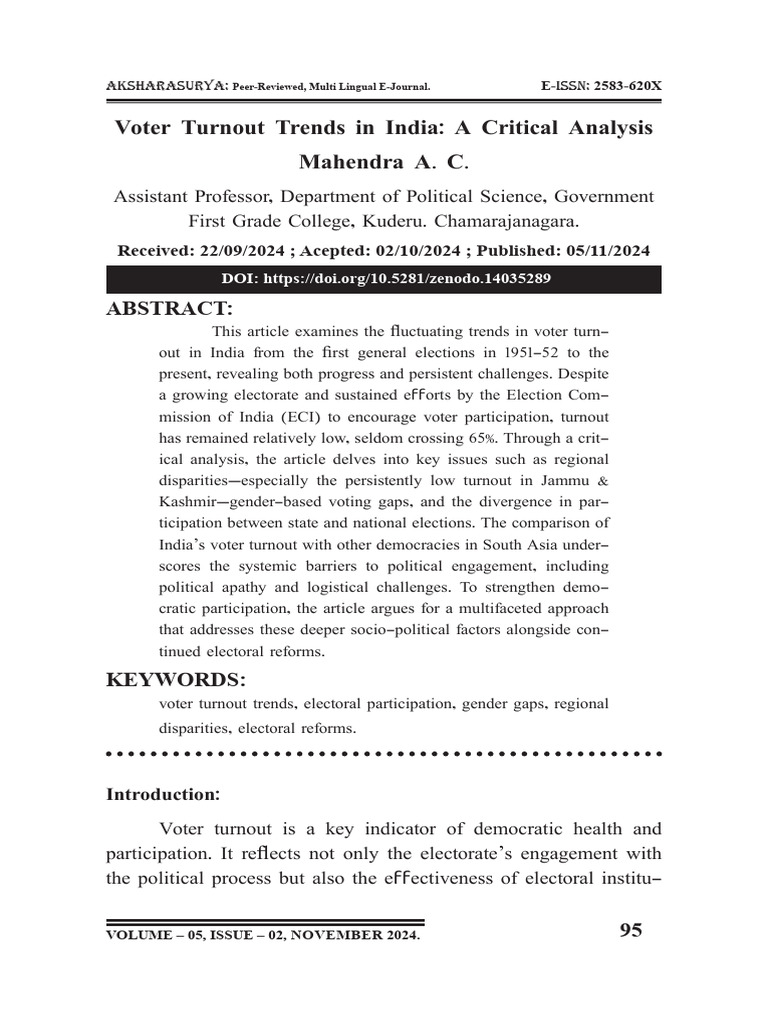 Voter Turnout Trends in India: Analysis | PDF | Voter Turnout | Elections