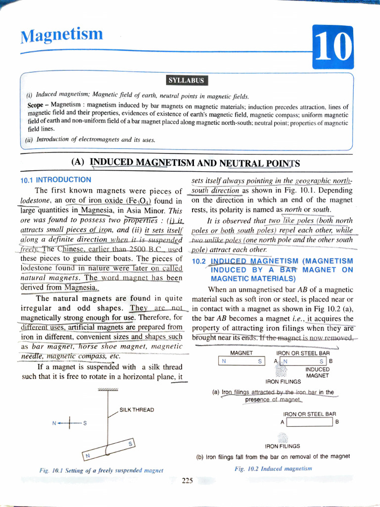 Consice physics class 9 magnetism | PDF