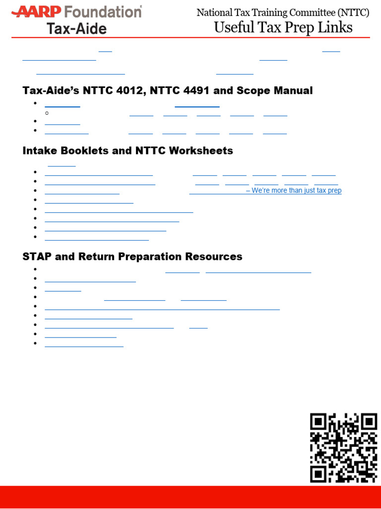 AARP Tax-Aide Volunteer Resources Guide | PDF | Taxes | Internal ...