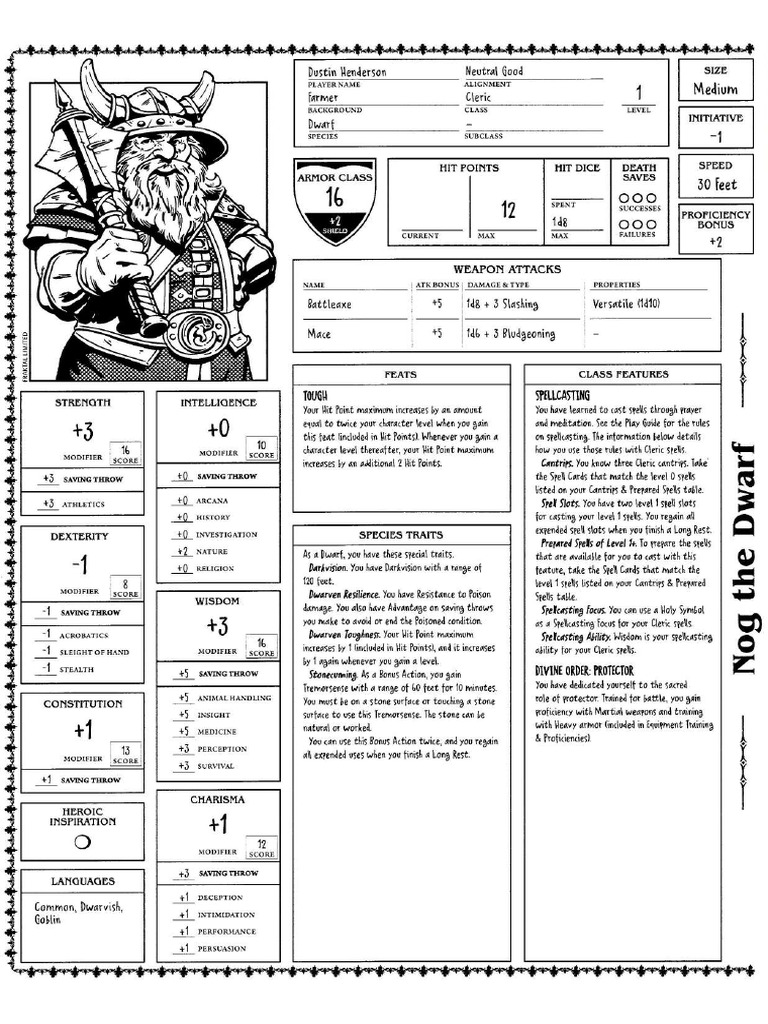 Welcome To The Hellfire Club - Character Sheets - Nog The Dwarf - Eng ...