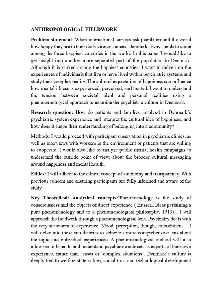 Anthropological Fieldwork Draft Proposal | PDF