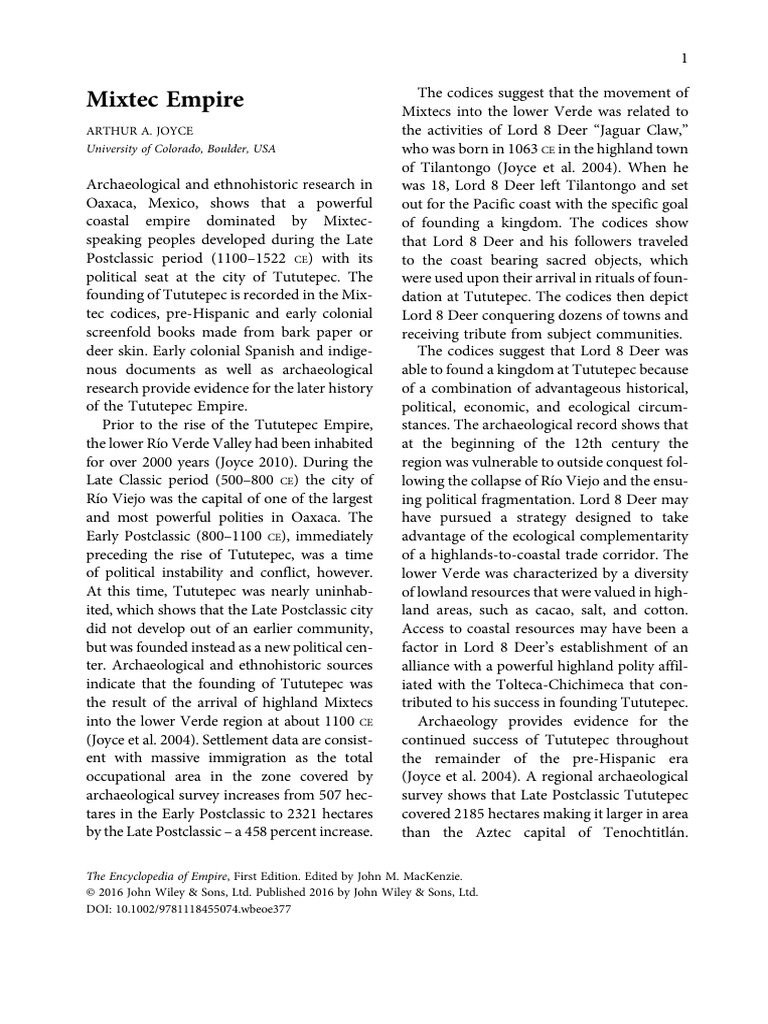 Mixtec Empire | PDF | Culture Of The Americas | Pre Columbian Era
