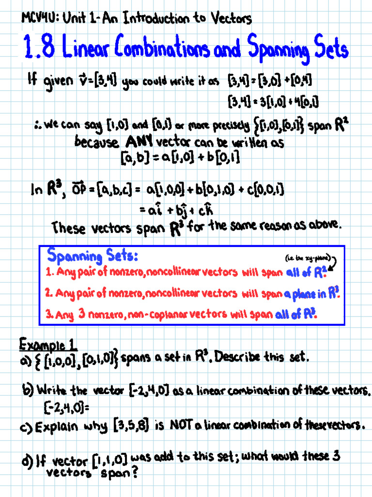Linear Combinations and Spanning Sets | PDF