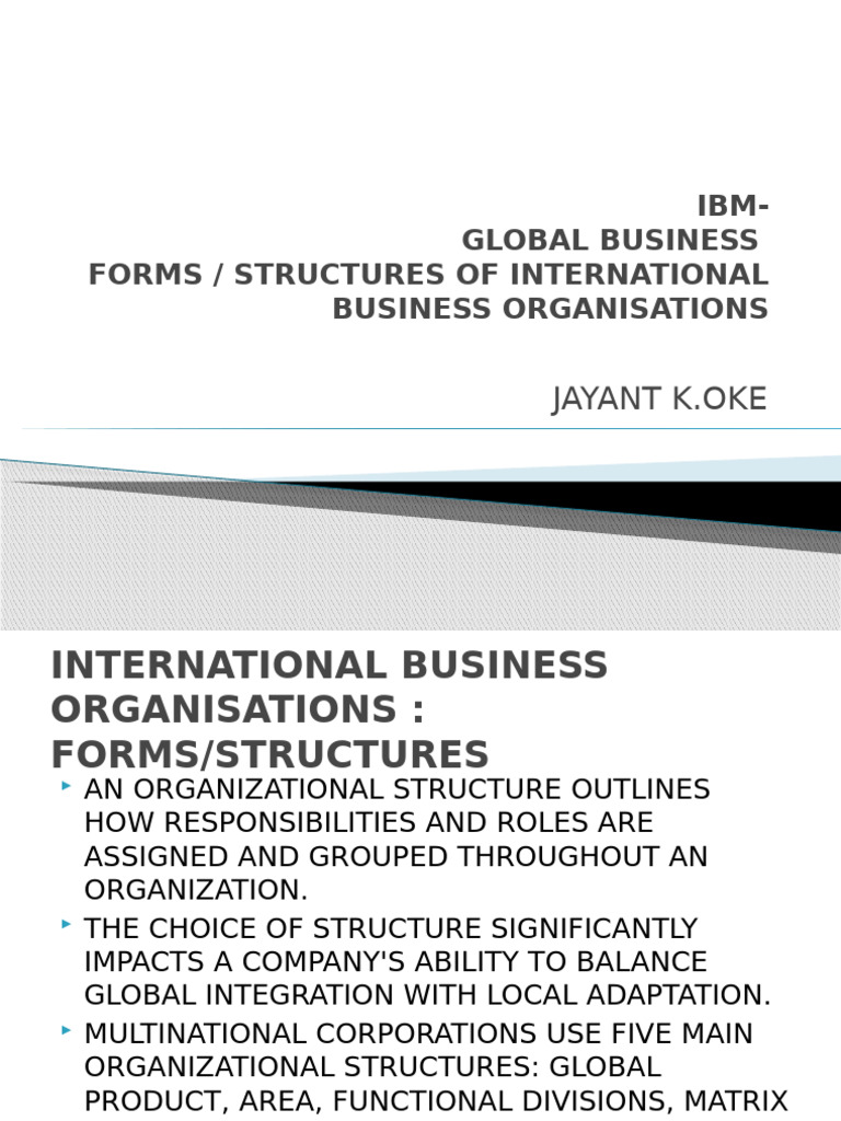 International Business Structures Explained | PDF | Organizational ...
