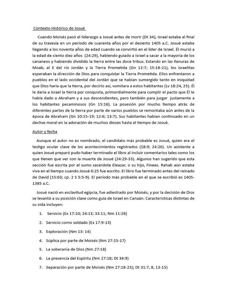 Contexto Histórico de Josué | PDF | Joshua | Libro del éxodo