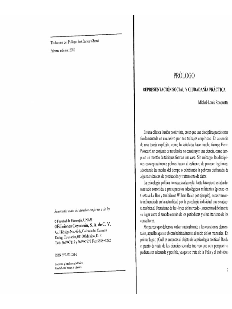 Representación Social y Ciudadanía Práctica | PDF | Ciudadanía | Sicología