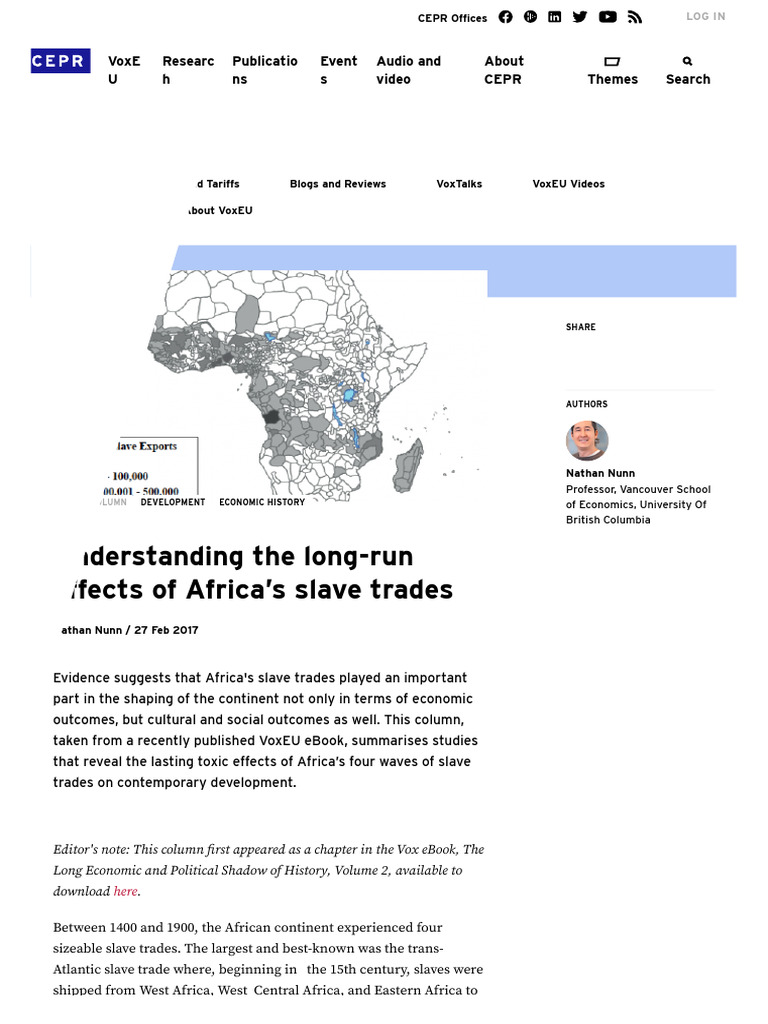 Understanding the Long-run Effects of Africa’s Slave Trades | CEPR ...