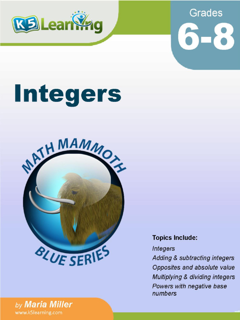 k5 Learning Integers Workbook | PDF | Multiplication | Numbers