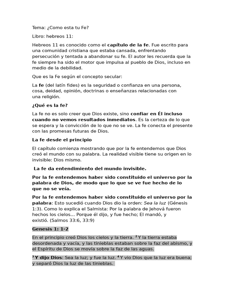 La Fe: Confianza y Esperanza en Dios | PDF | Fe | Salmos