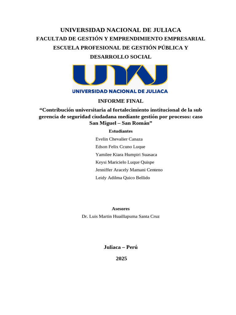 informe final PS UNAJ | PDF | Planificación | Toma de decisiones
