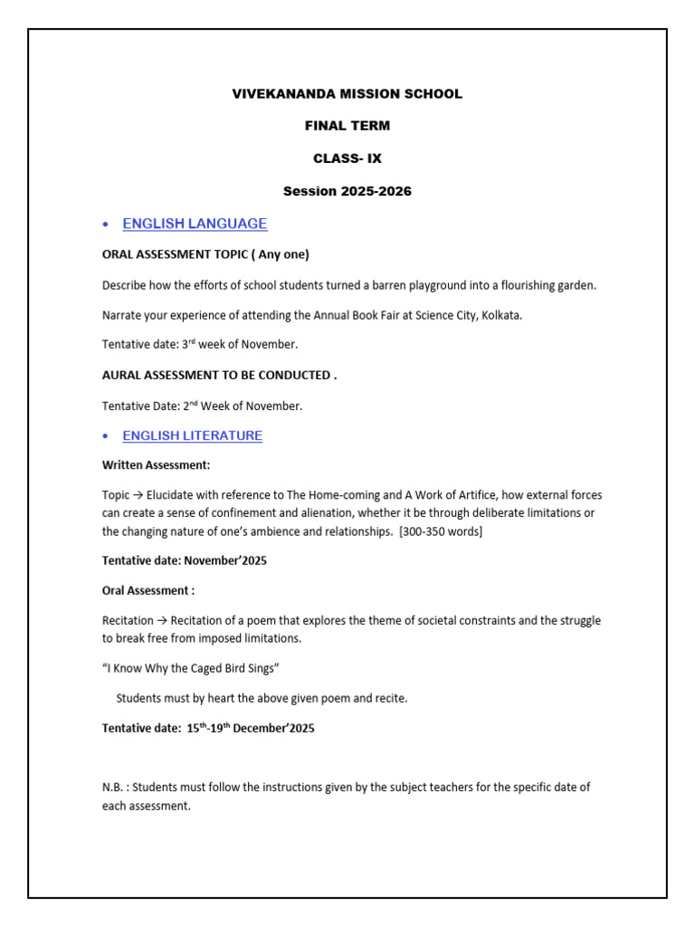 Class IX Final Term Assessment Overview | PDF | Banks | Interest