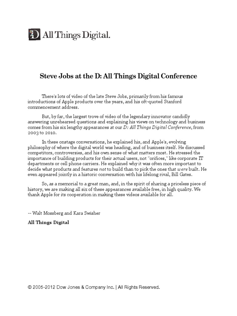 Steve Jobs' Legacy-Reflections From | PDF | Apple Inc. | Steve Jobs