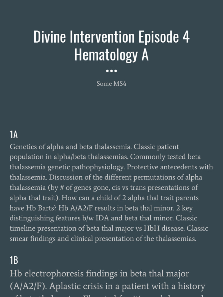 Divine Intervention Episode 4 Hematology a 260102 221621 | PDF | Blood | Medical Specialties