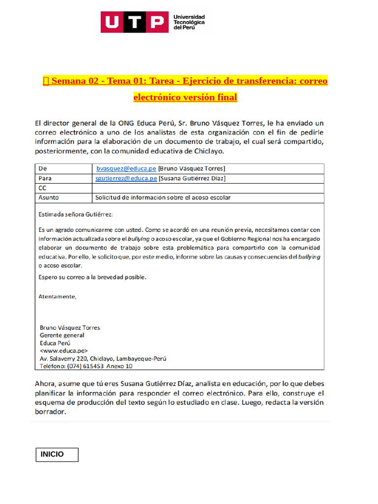 ? Semana 01 - Tema 01 Tarea - Ejercicio de transferencia correo electrónico versión final ...