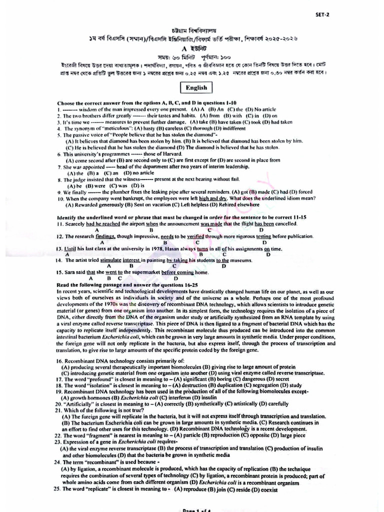@AdmissionStuffs_CU a Unit Question 25-26 | PDF
