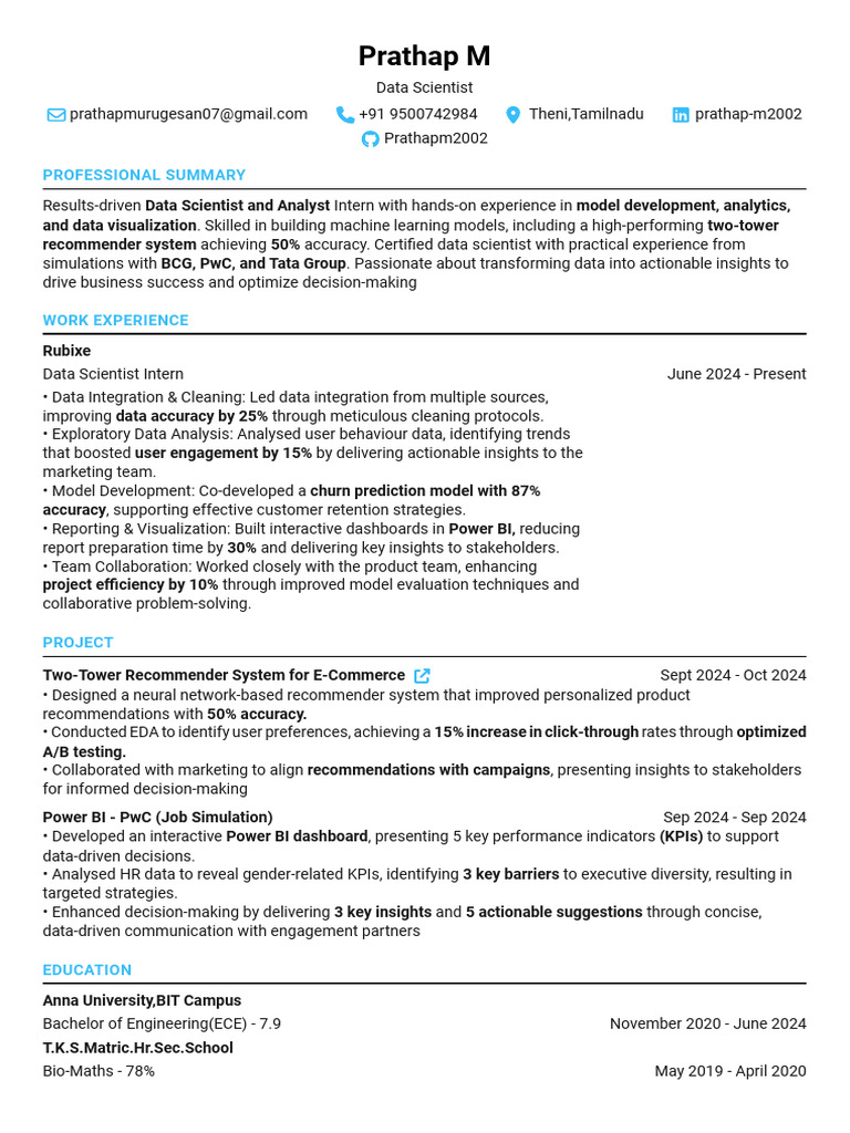 Prathap M - Resume | PDF | Machine Learning | Analytics