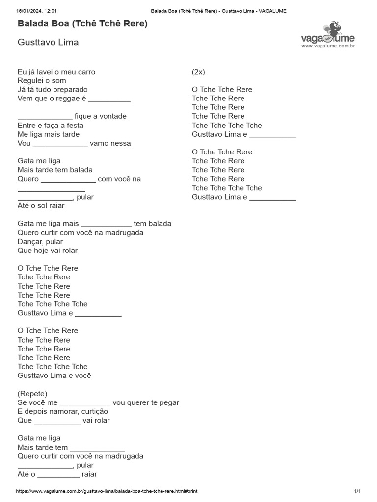 Balada Boa (Tchê Tchê Rere) | PDF