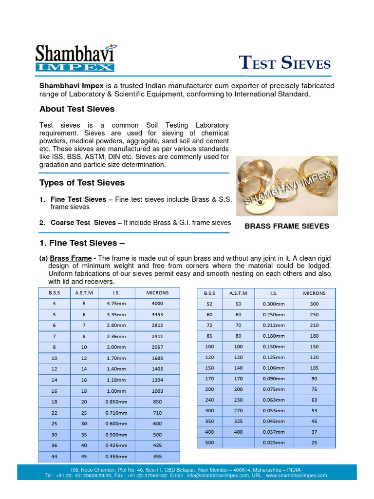 Test Sieves | PDF | Materials
