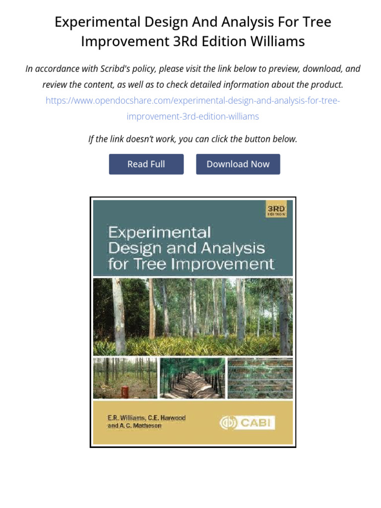 Experimental Design and Analysis for Tree Improvement 3rd Edition ...