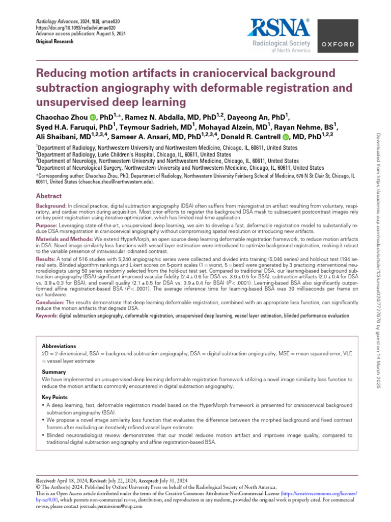 Reducing Motion Artifacts in DSA | PDF | Angiography | Radiology