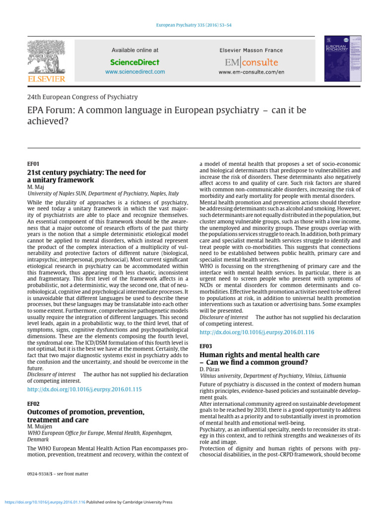 Outcomes of Promotion Prevention Treatment and Care | PDF | Psychiatry ...