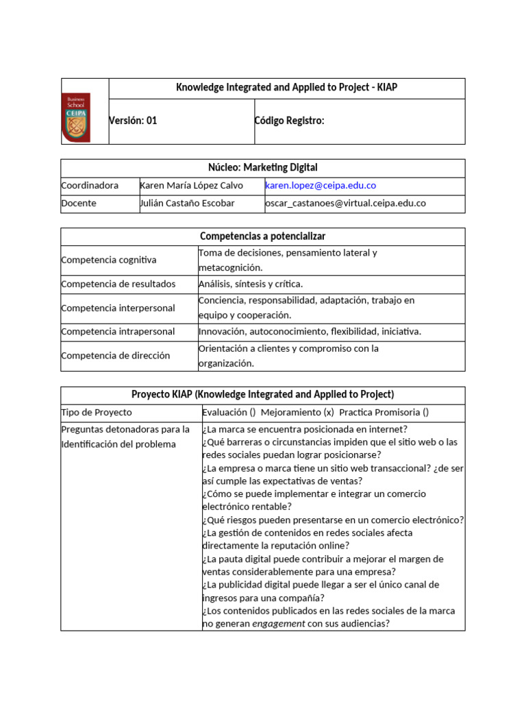 Proyecto Aplicado KIAP -Marketing Digital | PDF | Publicidad digital ...