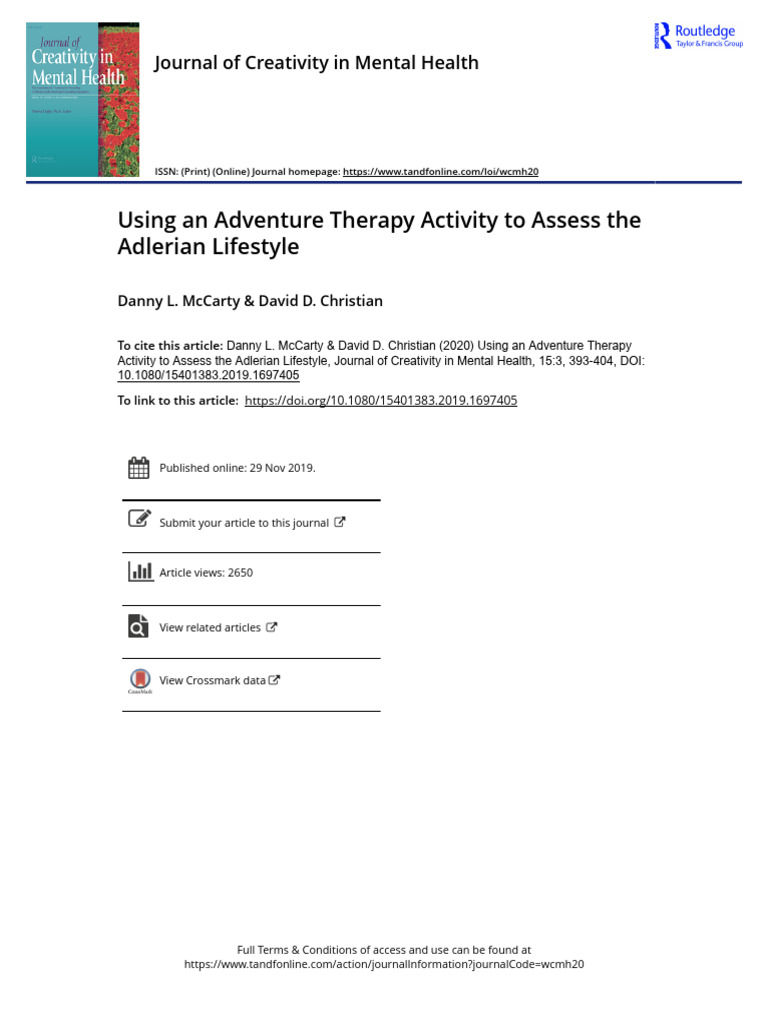 McCarthy Christian, 2020 (Using an Adventure Therapy Activity to Assess ...