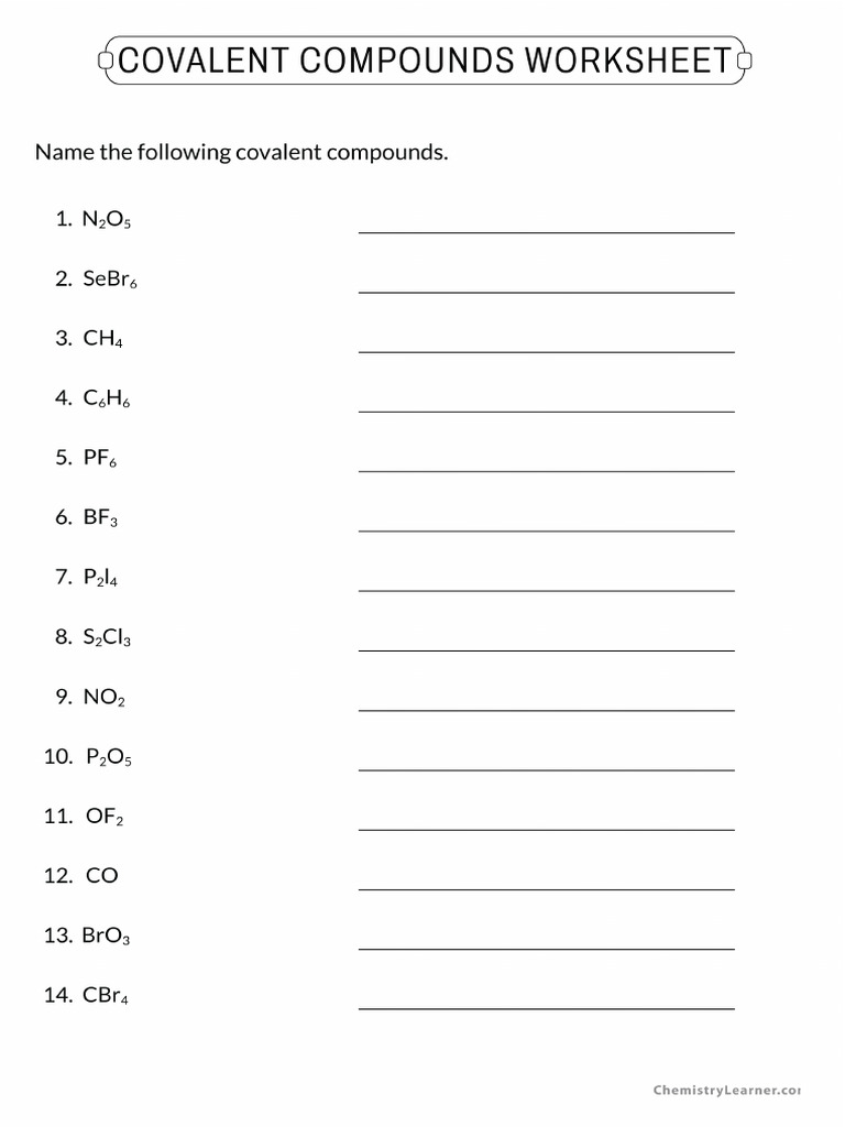 Covalent Compounds Worksheet | PDF