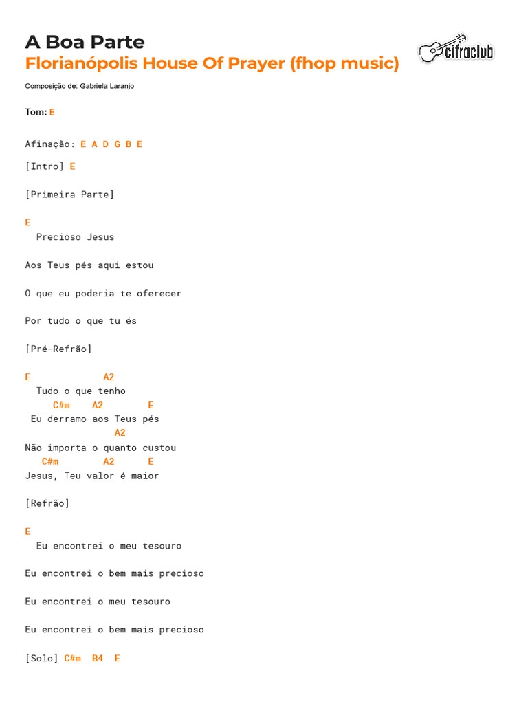 Cifra Club - Florianópolis House of Prayer (Fhop Music) - A Boa Parte ...