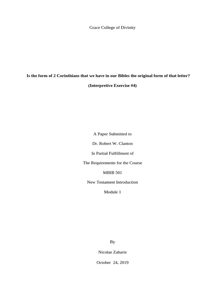 Analyzing the Structure of 2 Corinthians | PDF | Paul The Apostle ...