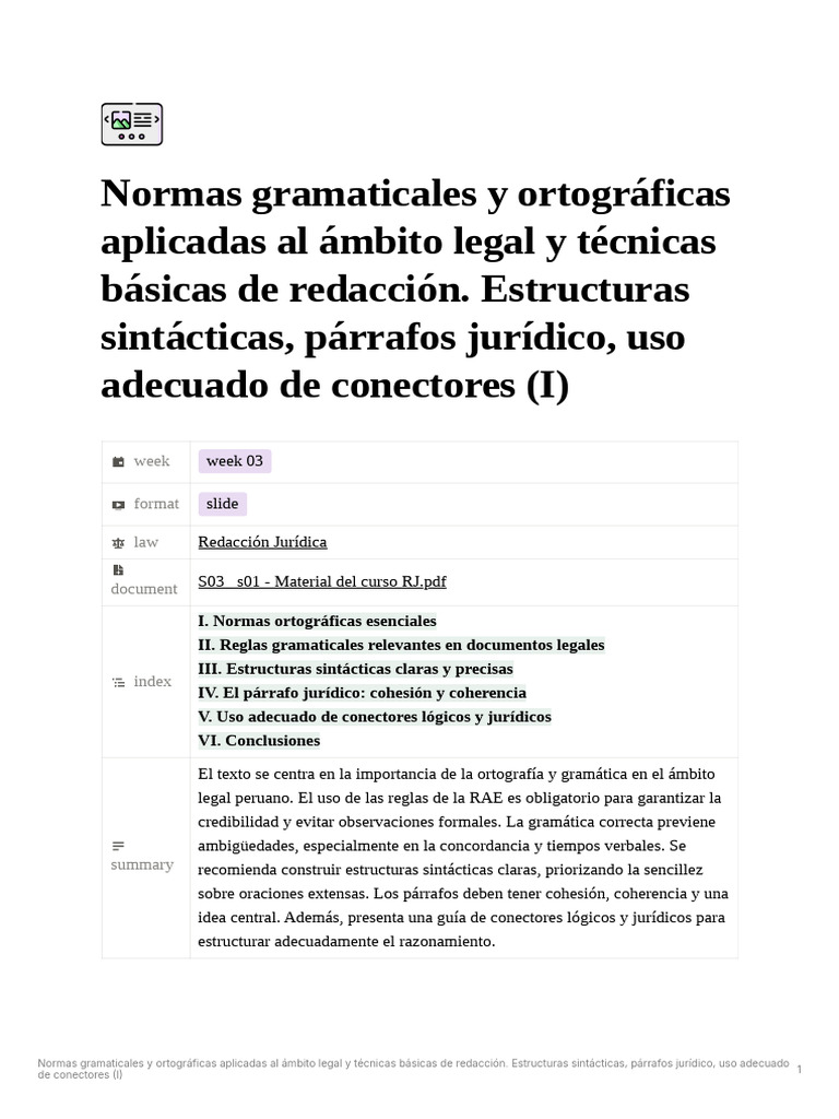 Clase 3 Normas Gramaticales y Ortográficas Aplicadas Al Ámbito Legal y Técnicas Básicas de ...