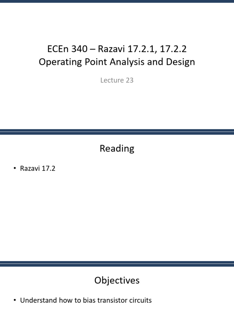 ECEn 340 - Razavi 17.2 Operating Point Analysis and Design (17.2.1, 17. ...
