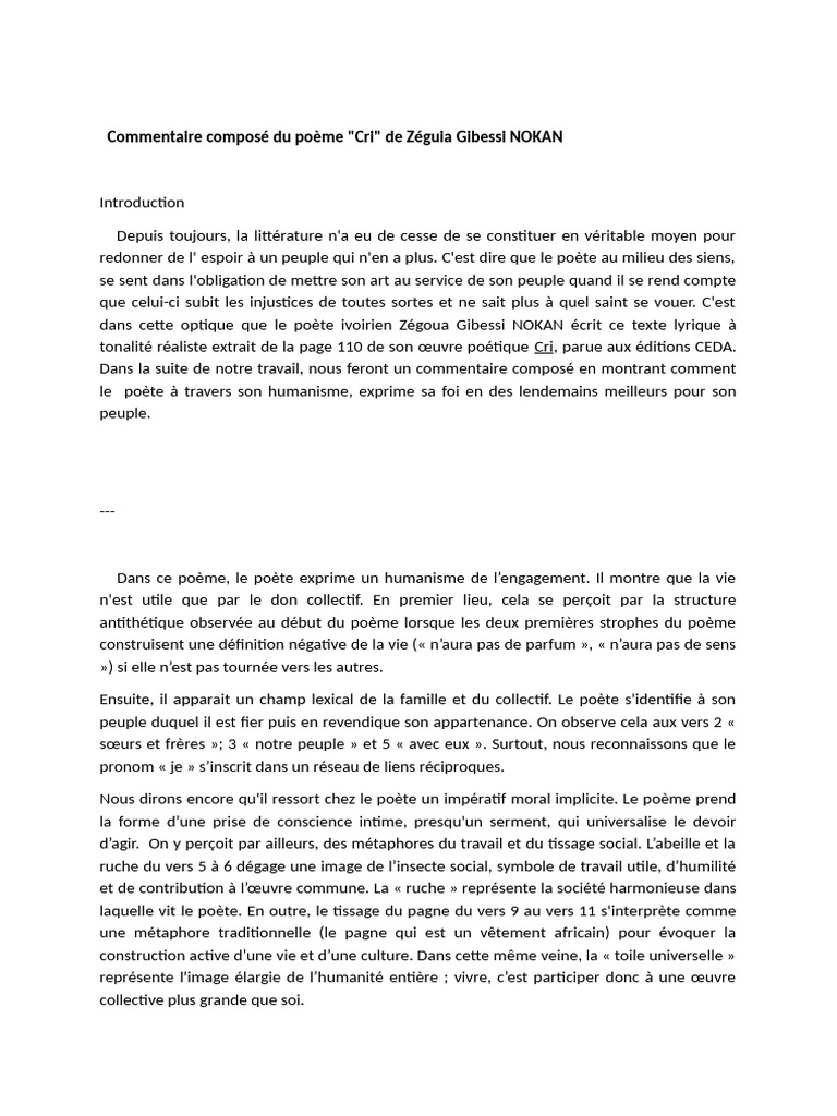 Humanisme et espoir dans "Cri" de Nokan | PDF | Humanisme