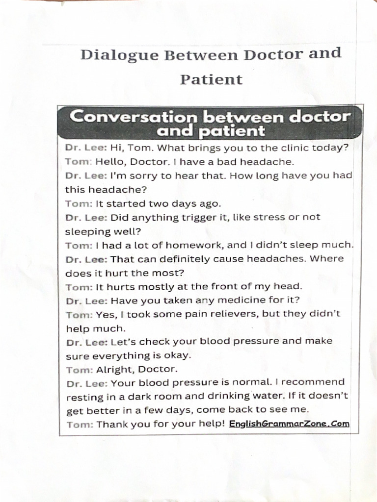Dialogue Between Doctor and | PDF