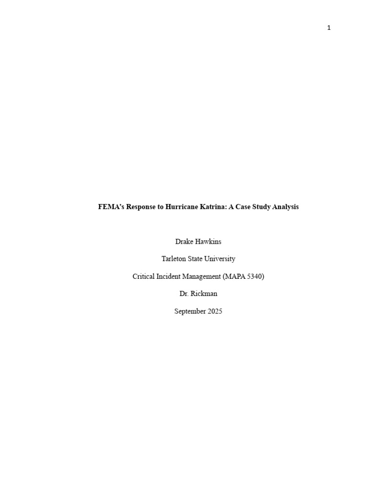 MAPA5340_Katrina_Case_Study_DHawkins | PDF | Federal Emergency ...