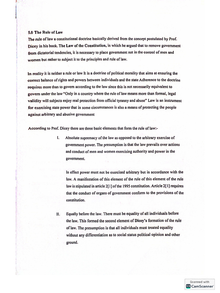 Professor Dicey - Rule of Law. | PDF
