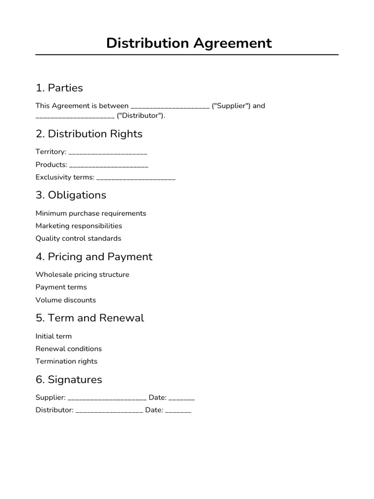 Distribution Agreement Contract | PDF