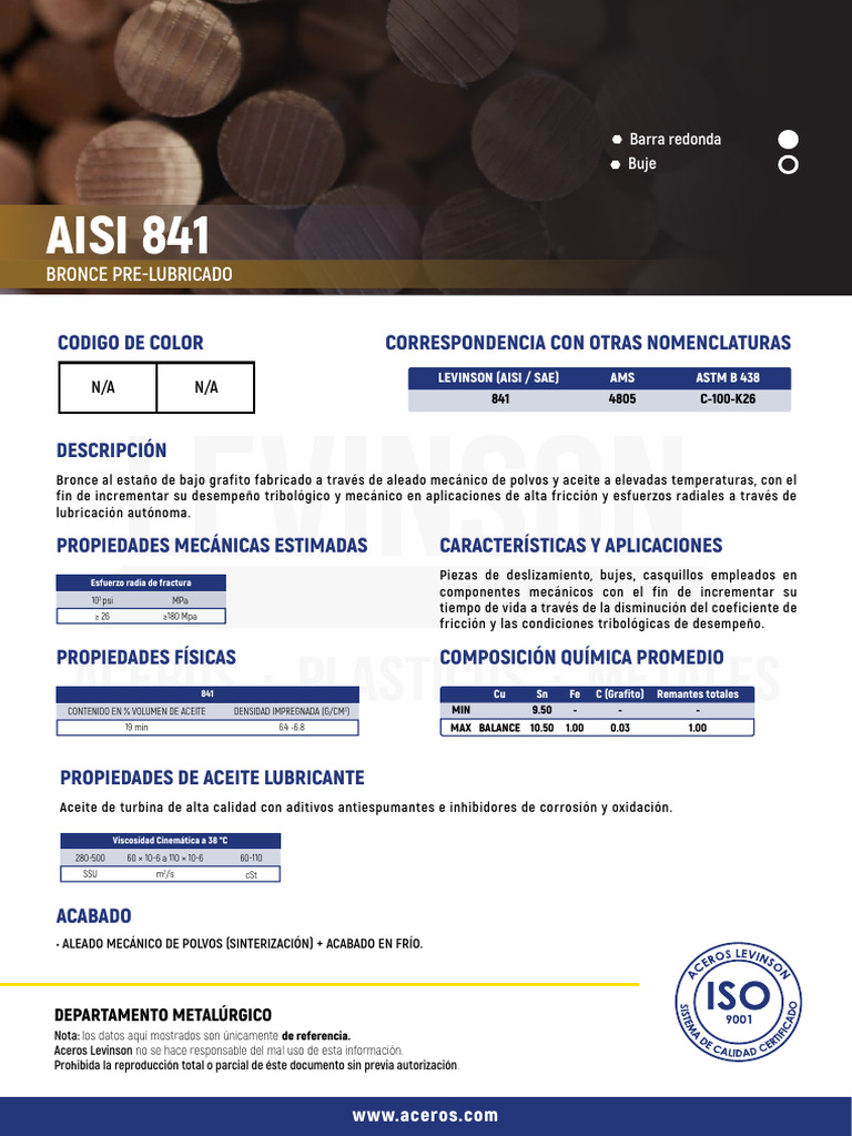 SAE 841 (Actualizada) | PDF | Lubricante | Bronce